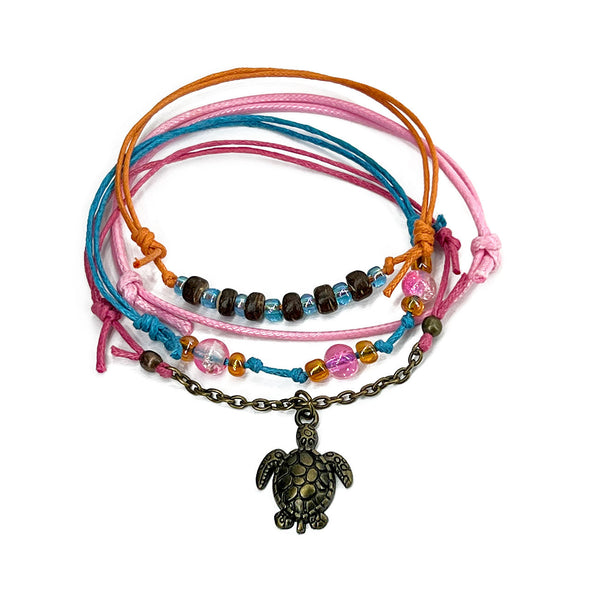 Pink Sea Turtle Coconut Bead Bracelet Pack - O Yeah Gifts!